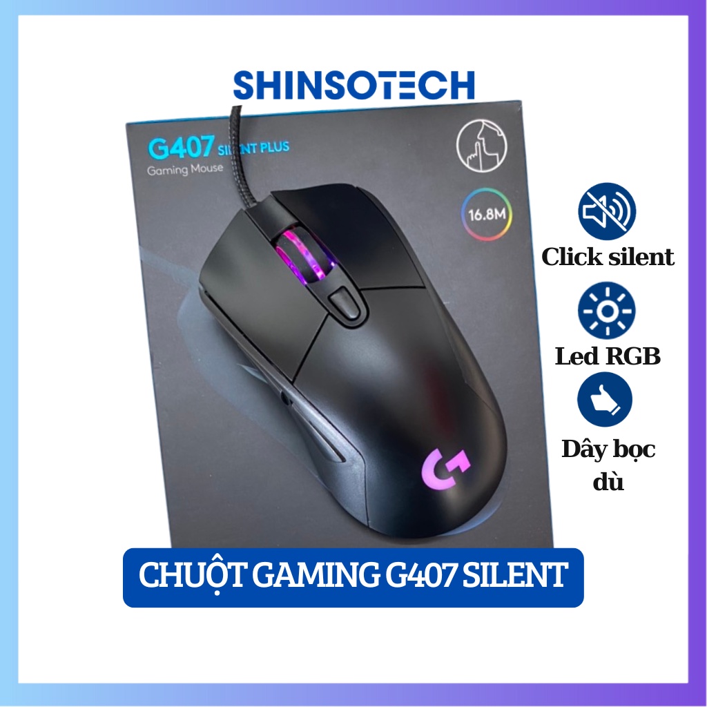 Chuột máy tính có dây Logitech G407 OEM dây bọc dù click silent Led RGB ...