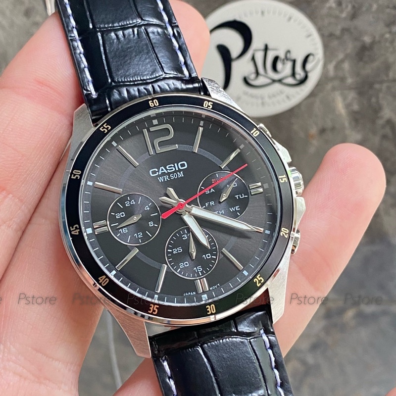 Đồng hồ nam Casio MTP-1374L-1 màu đen dây da | Shopee Việt Nam