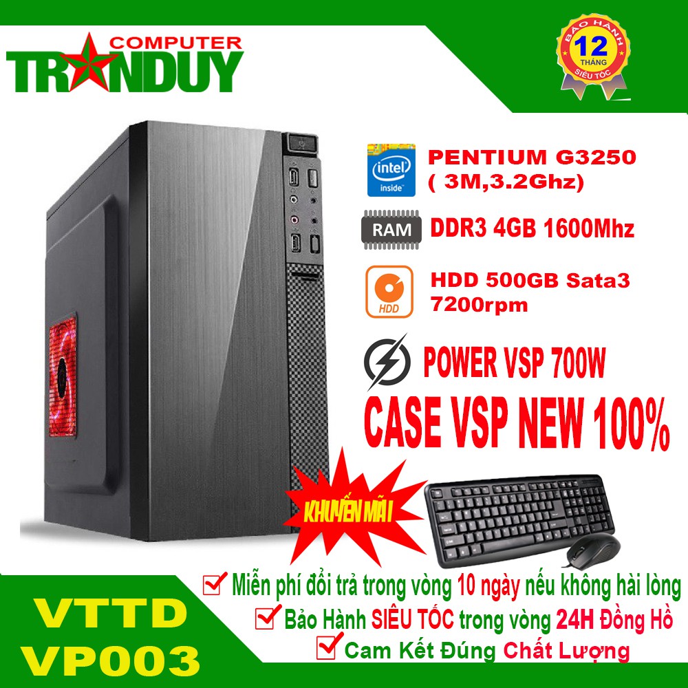 Máy Tính Văn Phòng VTTD VP003 CPU Intel Pentium G3250 Ram 4GB HDD 500GB ...