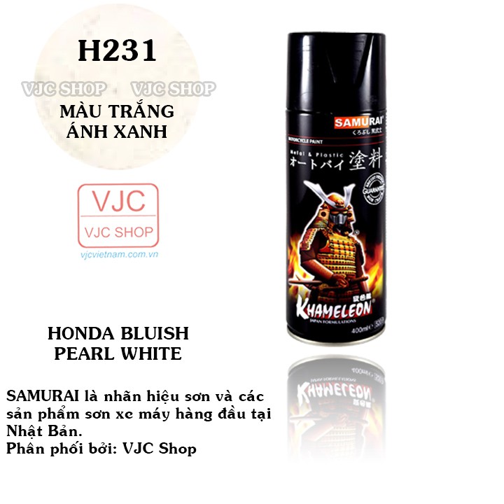 Mua Chai sơn xịt sơn xe máy cao cấp SAMURAI sơn màu trắng ánh xanh Honda mã H231 dung tích 400 ...