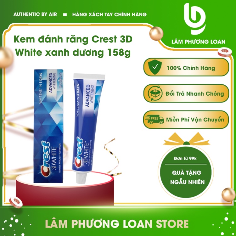 Kem đánh răng Crest 3D White xanh dương 158g | Shopee Việt Nam