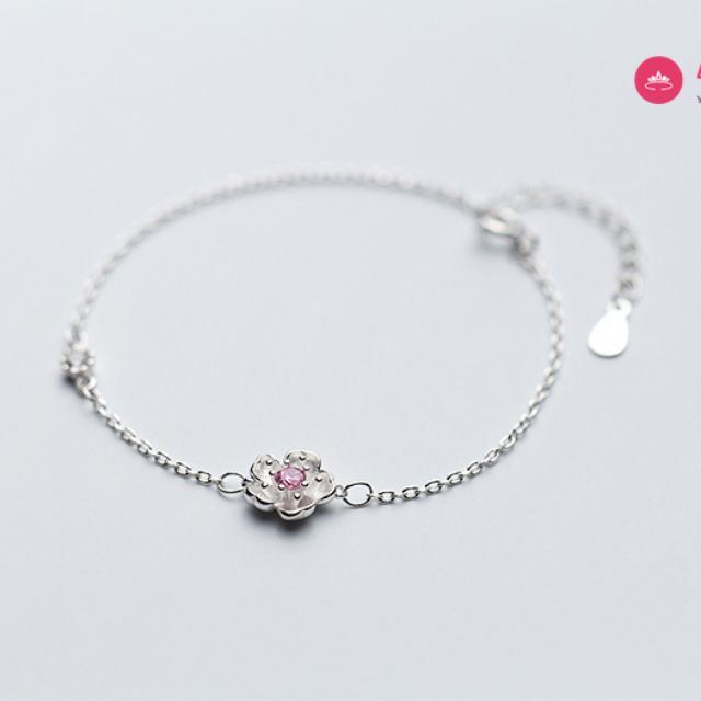 Mua Lắc tay hoa anh đào nhụy pha lê hồng Lymlym Silver bạc 925 cao cấp ...