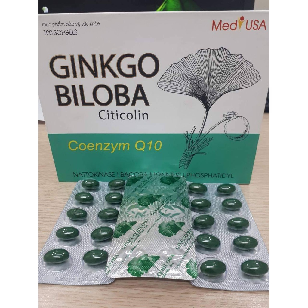 Viên uống bỗ não Ginkgo Biloba 360 Tăng cường lưu thông máu hộp 100 ...
