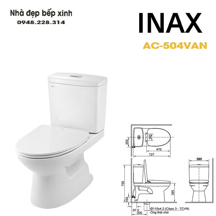 Bệt inax C504 Chính hãng men Aquaceramic | Shopee Việt Nam