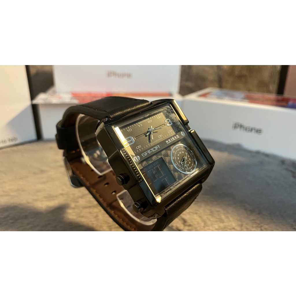 Mua ĐỒng hồ SAMDA cho nam mặt vuông dây da đủ 3 màu Trắng, Vàng, Đen ...