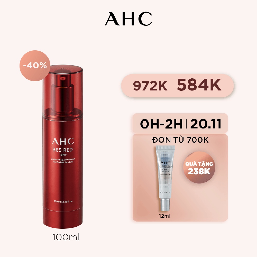 [-40%] Nước Cân Bằng Chống Lão Hóa AHC 365 Red Toner 100ml [HSD 05/2022] | BigBuy360 - bigbuy360.vn