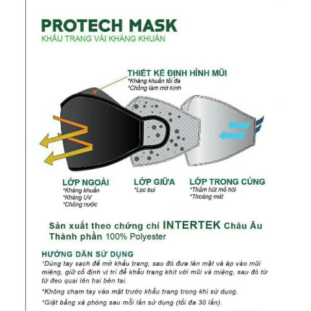 Khẩu trang vải kháng khuẩn công ty dược PROTECH MASK | Shopee Việt Nam