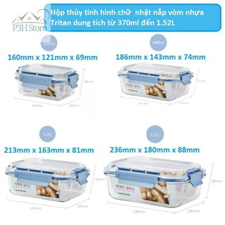 Hộp thủy tinh chịu nhiệt Lock&Lock nắp vòm nhựa Tritan LLG491 LLG492 ...