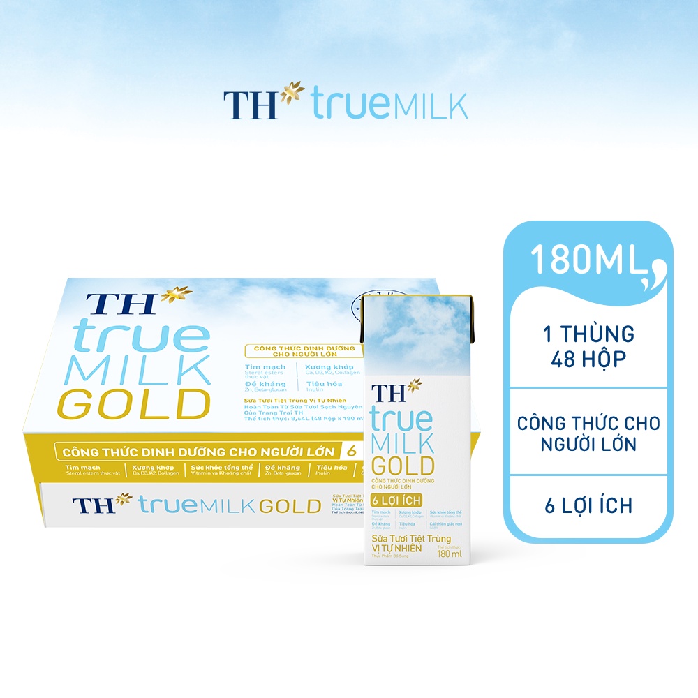 Mua Thùng 48 hộp sữa tươi tiệt trùng vị tự nhiên TH true MILK GOLD dành ...