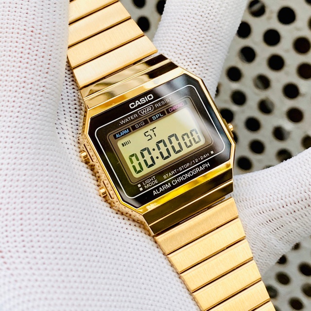 Đồng hồ điện tử nam dây thép Casio Vintage A700 Gold - Đồng Hồ Nam
