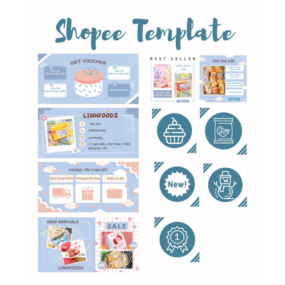 Template Shopee Template, instagram, facebook ngành đồ ăn vặt | Shopee ...
