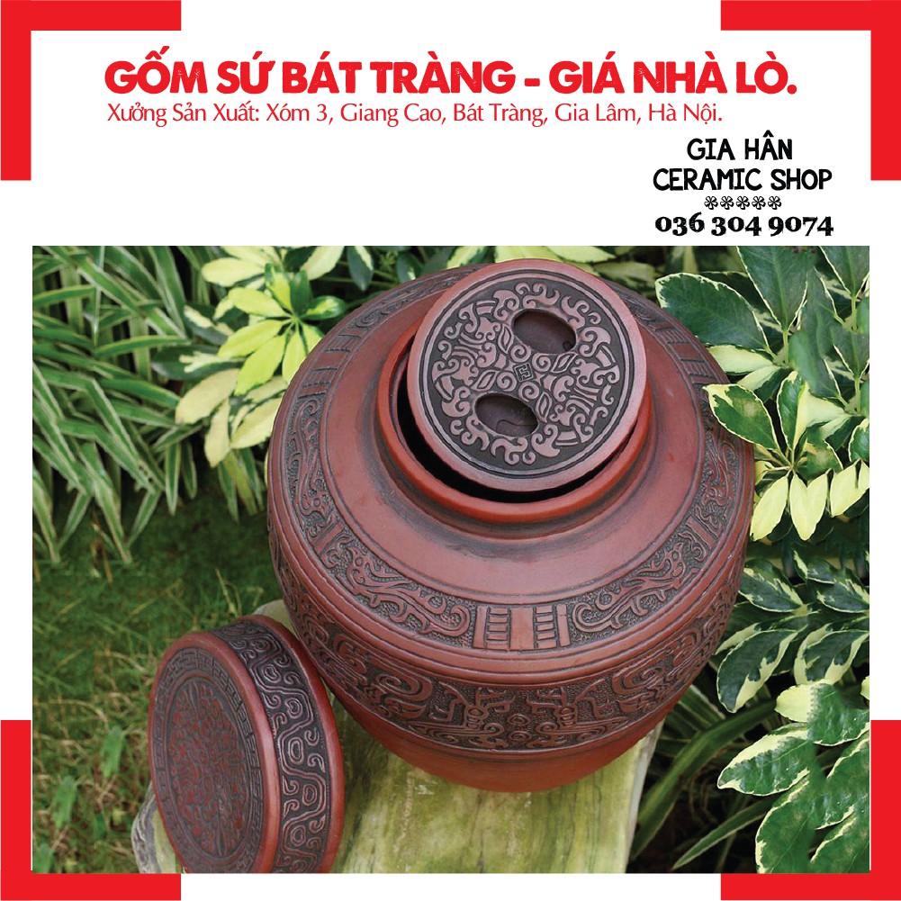 Mua 🍀Chum Bát Tràng Ngâm Rượu 𝟐𝐋 Khắc Nổi Hoa Văn Cổ 🍀Chum Bat Trang ...