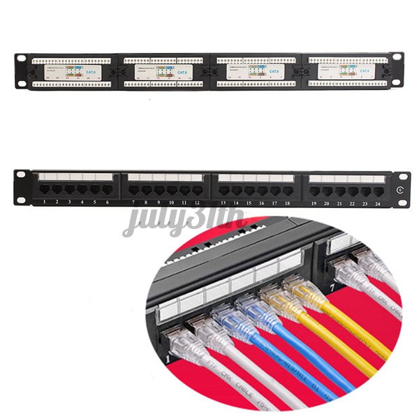 24 Port CAT6 RJ45 110 Network Ethernet Rack Mount 1U 1RU One Space ...