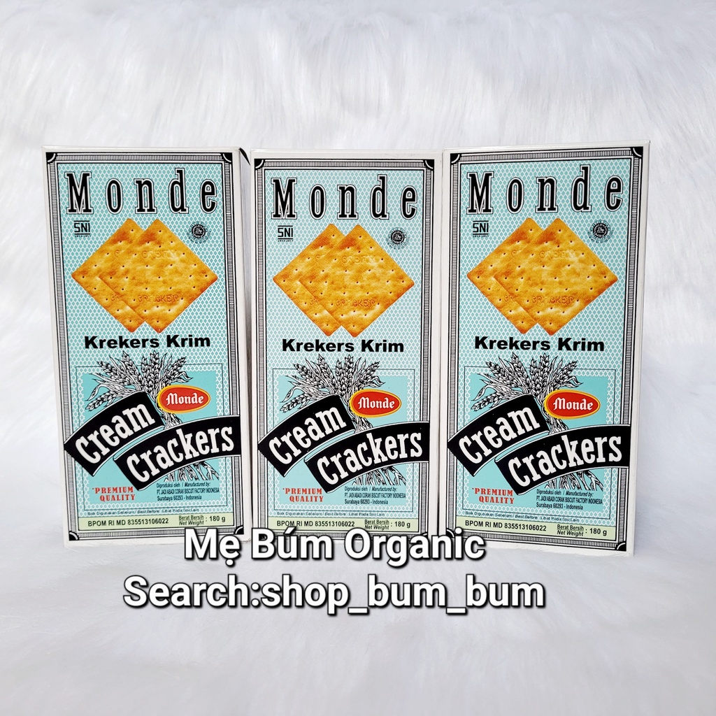 Combo 3 hộp Bánh quy giòn lạt Cream Cracker MONDE 180g - ăn vặt chuyên ...