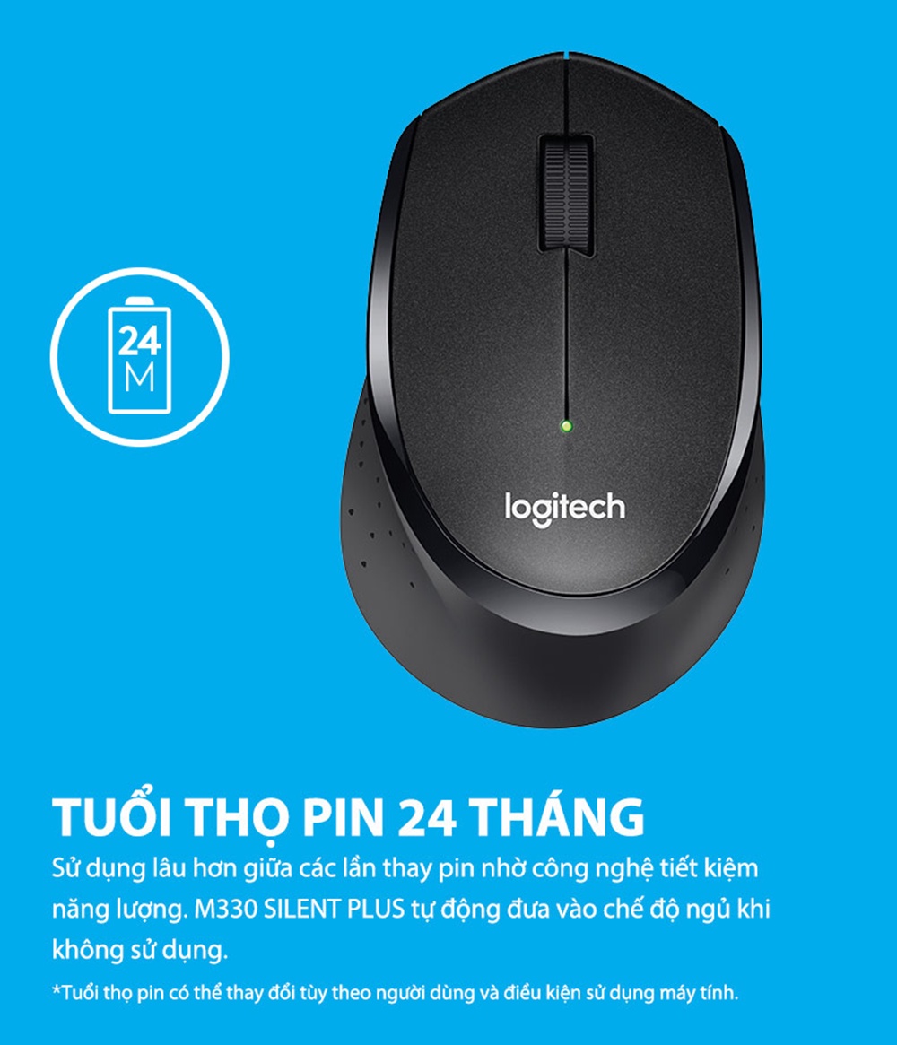 [Mã ELBAU5 giảm 5% tối đa 500K] Chuột không dây Logitech M330 Silent ...