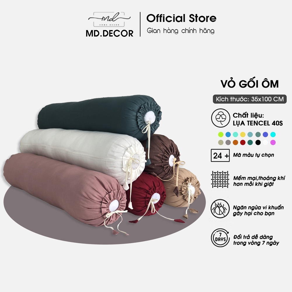Vỏ gối ôm lụa tencel 40S MD.DECOR cao cấp kích thước 35cmx100cm trơn màu dễ phối | Shopee Việt Nam