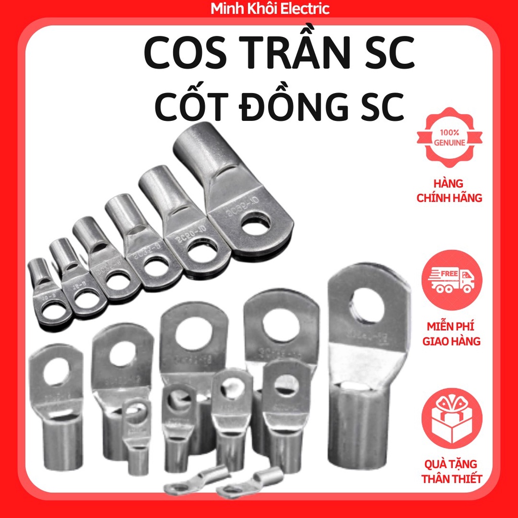Mua cos trần SC,cốt đồng mạ kẽm chống oxi hoá,cos dây điện, cosse giá ...