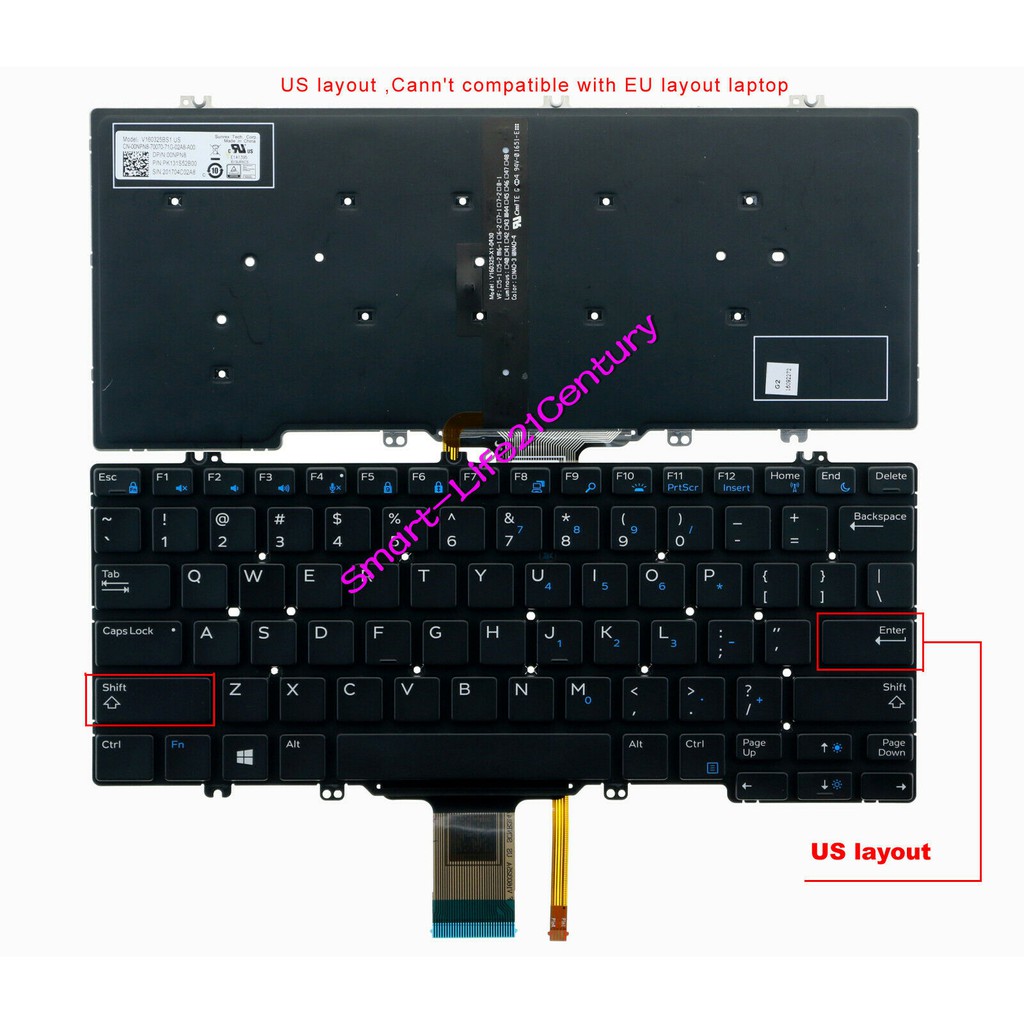 Dell Latitude E7280 E5280 E5289 UK Laptop Keyboard With Backlight ...