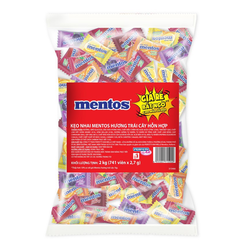 Mua Kẹo Nhai Mentos Hương Trái Cây Hỗn Hợp Cam, Chanh, Dâu... Gói 2kg ...