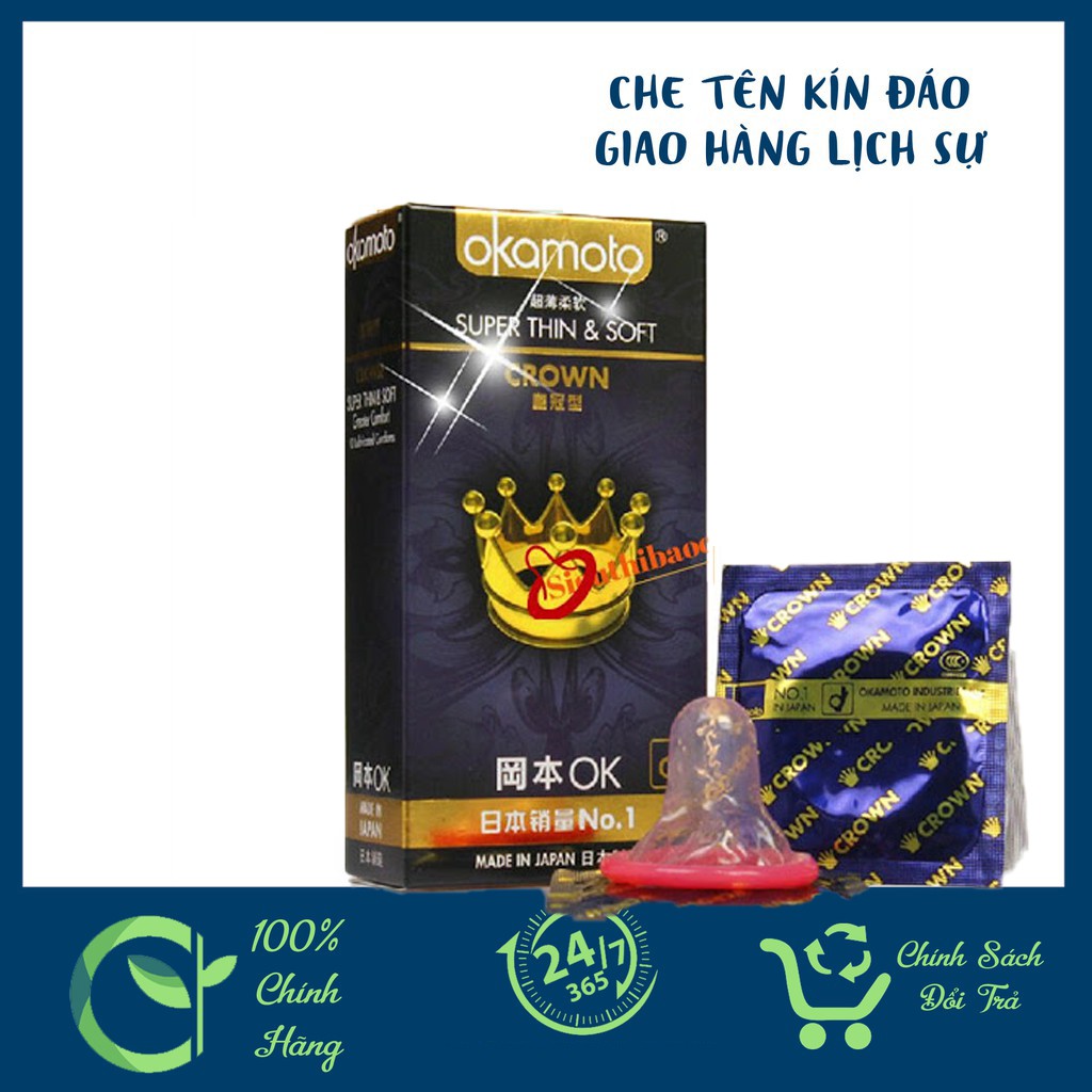[CHÍNH HÃNG] Bao Cao Su Okamoto Crown Kích Cở Nhỏ ôm sát Siêu Mỏng Và Mềm Mại (Hộp 3C, Hộp 10c ...