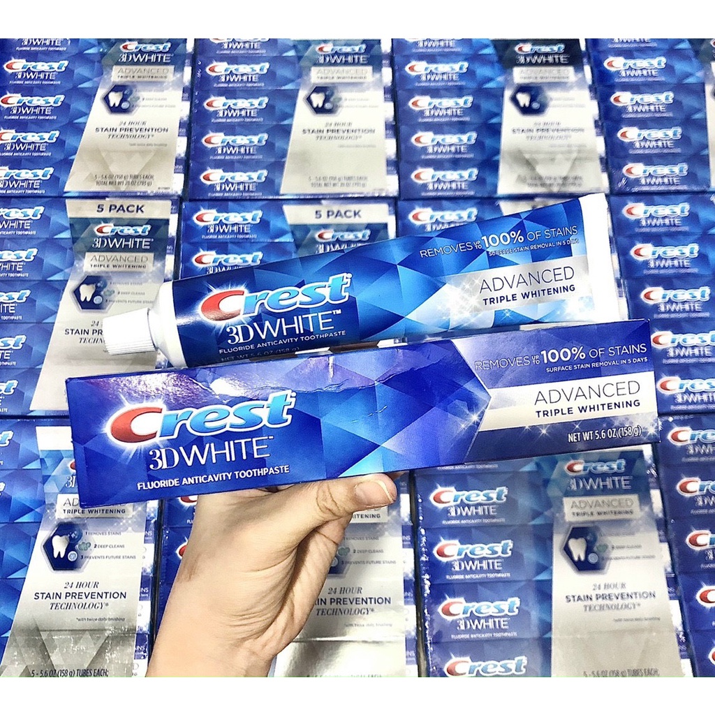 Kem đánh răng CREST 3D WHITE ADVANCED TRIPLE WHITENING (158g) | Shopee Việt Nam