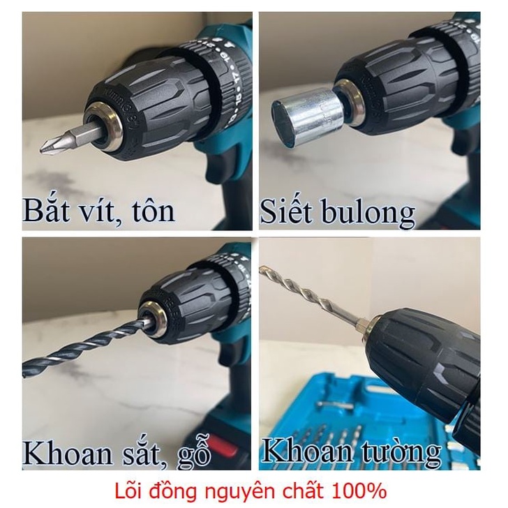 Mua Máy khoan pin 36V Makita 3 chức năng có búa - Tặng kèm 24 chi tiết gồm các mũi khoan + Mũi ...