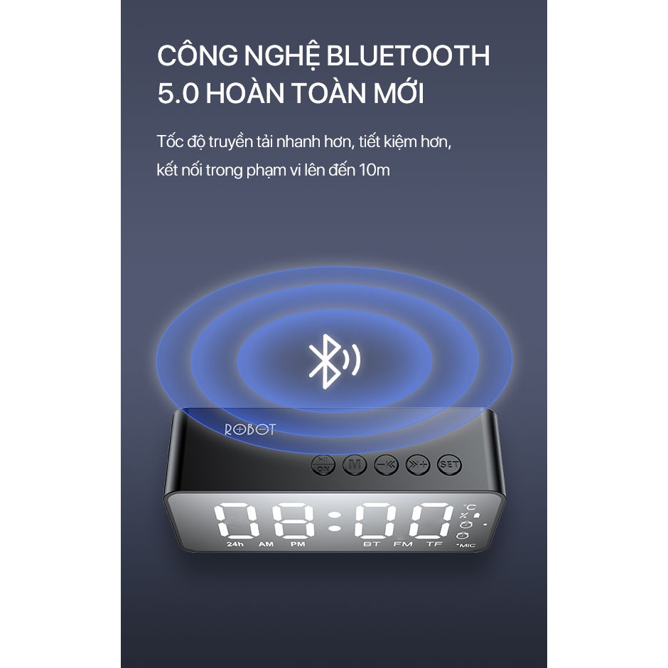 Mua ☾☫Loa Bluetooth 5.0 màn hình LED kiêm đồng hồ báo thức và kính tráng gương công suất lớn hỗ ...