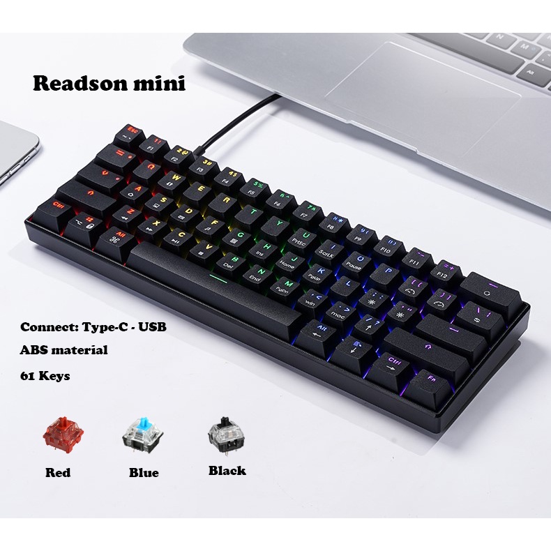 Mua Bàn phím cơ Readson mini, 61 phím có dây trục xanh/ đen/ đỏ giá rẻ ...
