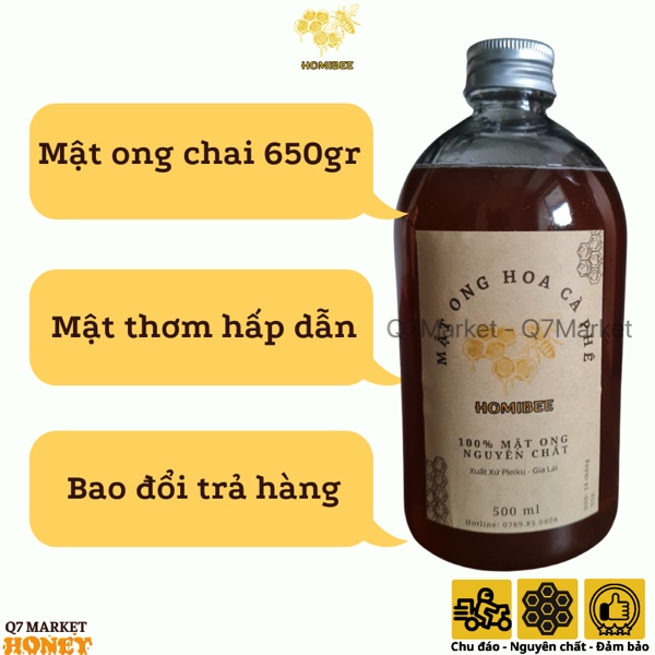 Mật ong thật hoa cà phê, mat ong cafe nguyên chất ngon chai 650gr Homibee, q7market | Shopee ...