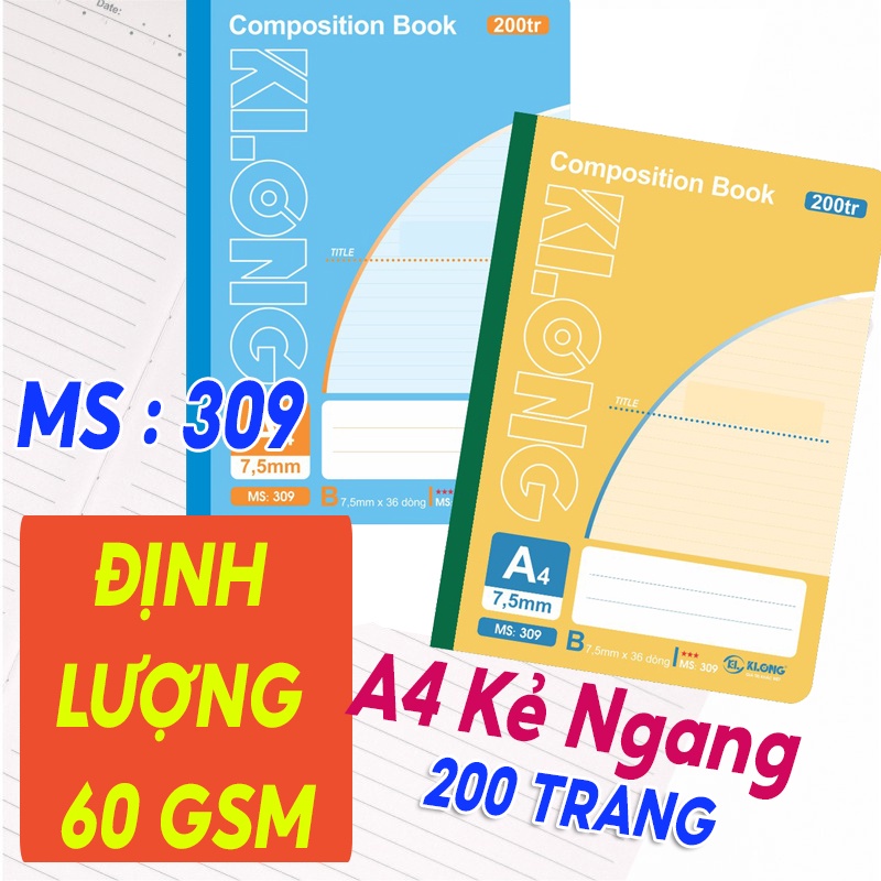 Mua Vở caro Klong 200 trang, 120 trang, 80 trang A4, B5 kẻ ngang, dot ...