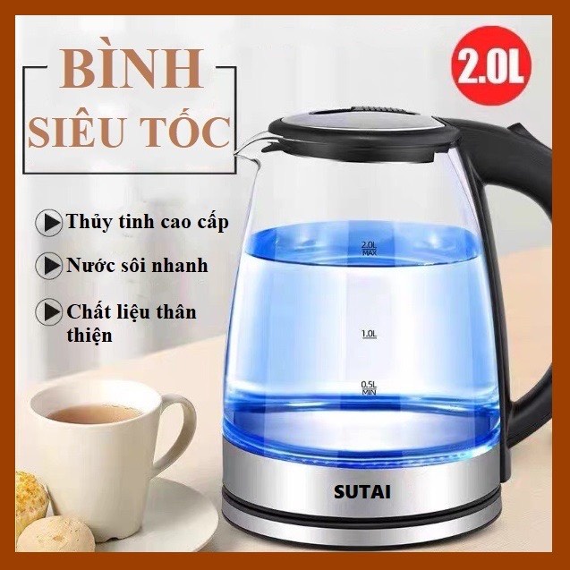 Mua Ấm Siêu Tốc Thủy Tinh trong suốt CAO CẤP SUTAI Dung tích 2.0L - Ấm ...