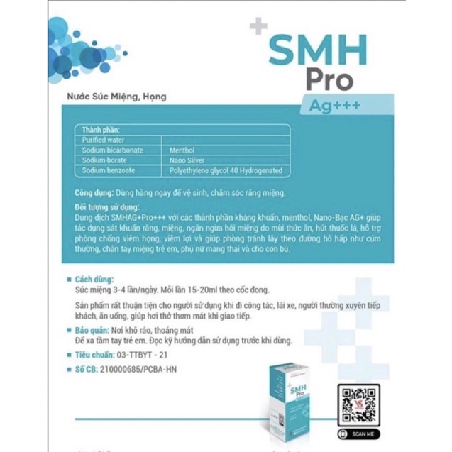 Mua Nước súc họng SMH PRO AG+++ 300ml giá rẻ nhất | TecKi.Vn