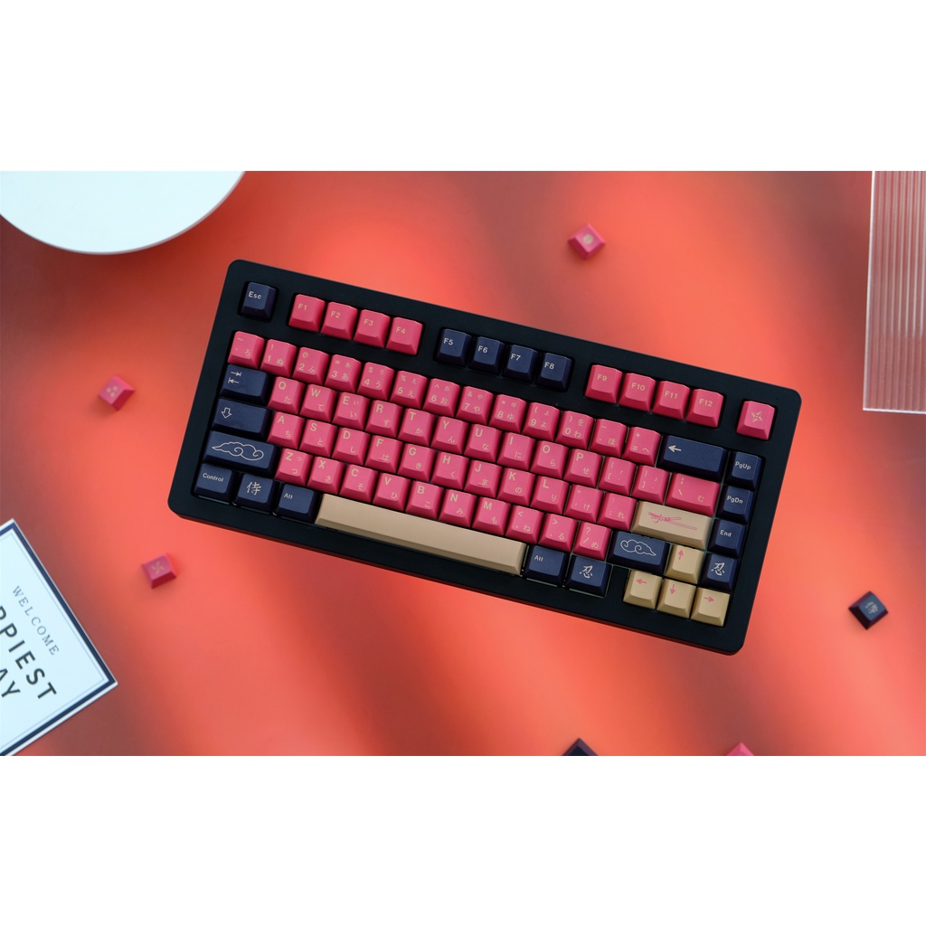 GMK Red / Blue Samurai Keycaps, 129 Phím Keycaps Cherry Profile DYE-SUB ...