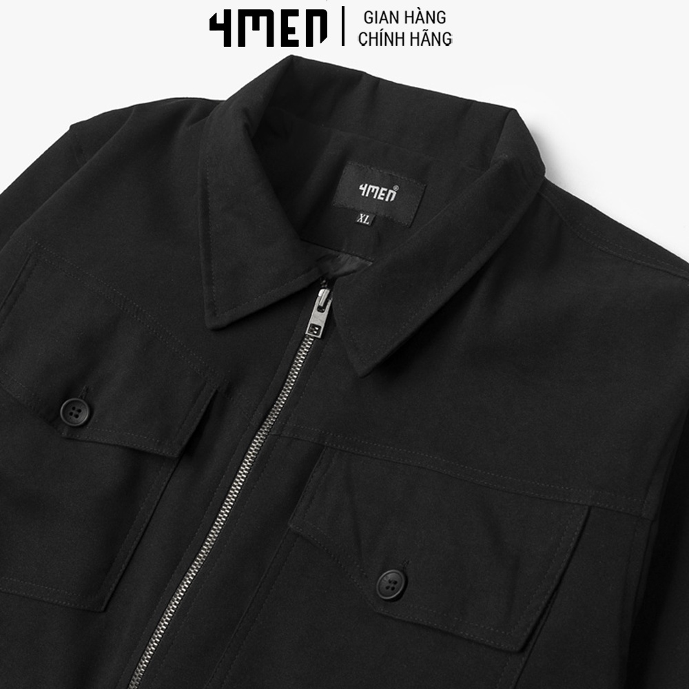 Áo khoác Nam Regular Da Lộn 4MEN AK040 khóa kéo tiện dụng, túi ngăn ...