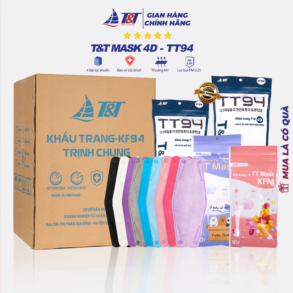 Mua Thùng 300 chiếc khẩu trang y tế 4D KF94 TT MASK 4 lớp kháng khuẩn ...