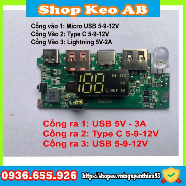 Mua Mạch Sạc Dự Phòng QC 3.0 V2 (Sạc nhanh 5V/3A -9V/2A -12V/1,5A) giá rẻ nhất | TecKi.Vn