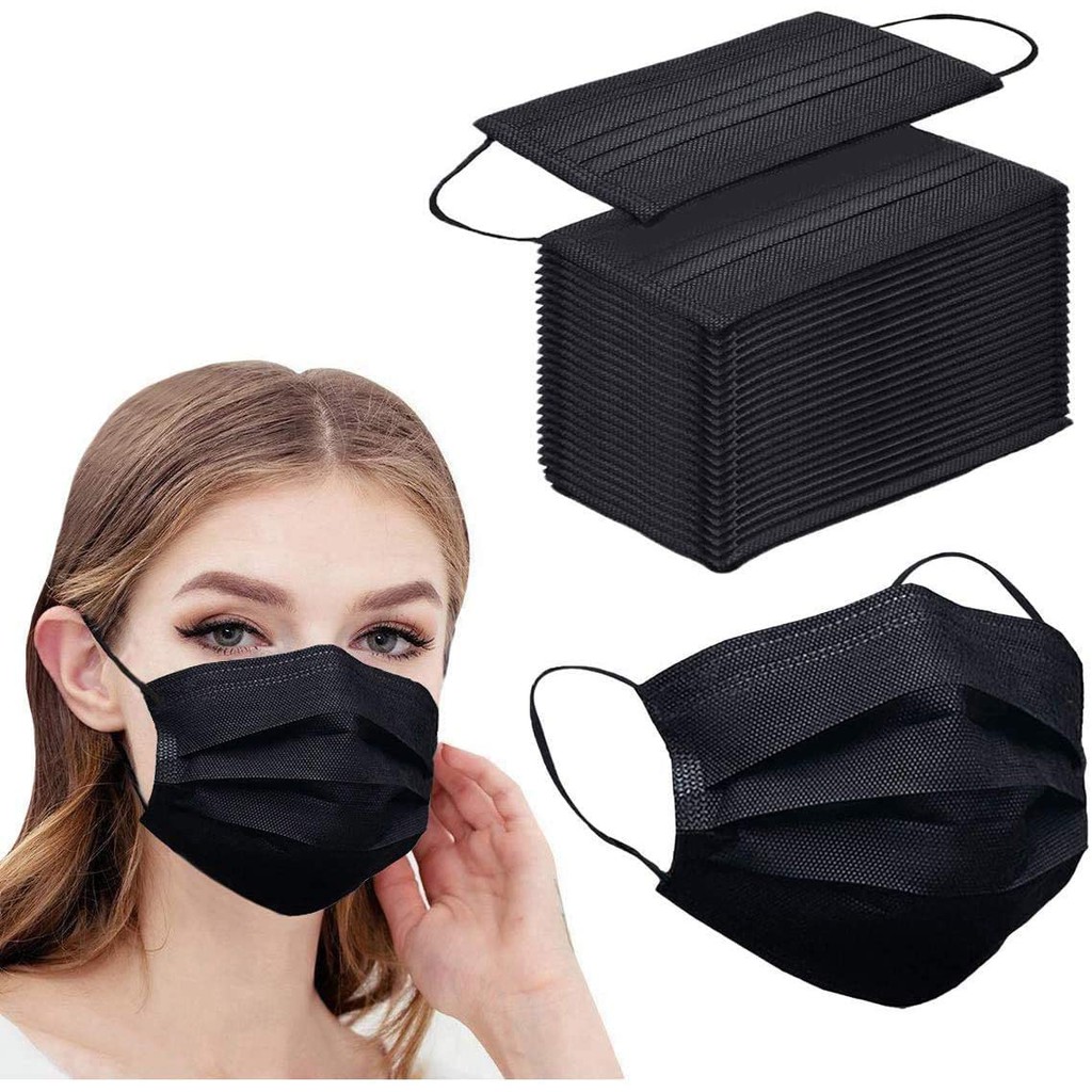 Black 50 pcs Disposable Face Mask Surgical with Box | Shopee Việt Nam