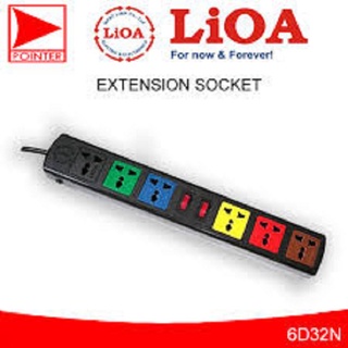 Ổ CẮM ĐIỆN 6 LỔ 3 CHẤU ĐA NĂNG LIOA,Ổ CẮM DÂY LIOA 6 LỔ 3 CHẤU 2 CÔNG TẮC MODEL 6D32N(DÂY 3 MÉT ...