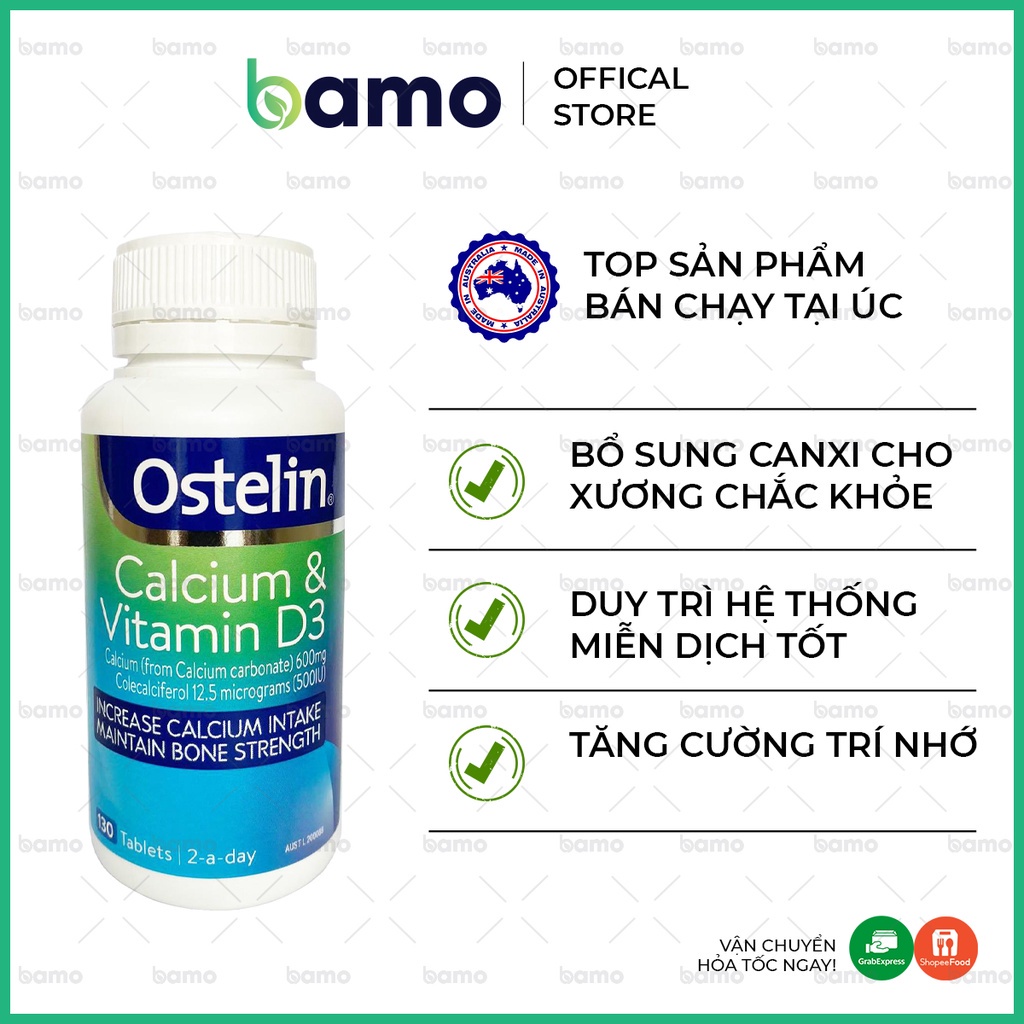 Canxi Ostelin Calcium & Vitamin D3 Của Úc - 130 Viên | Shopee Việt Nam