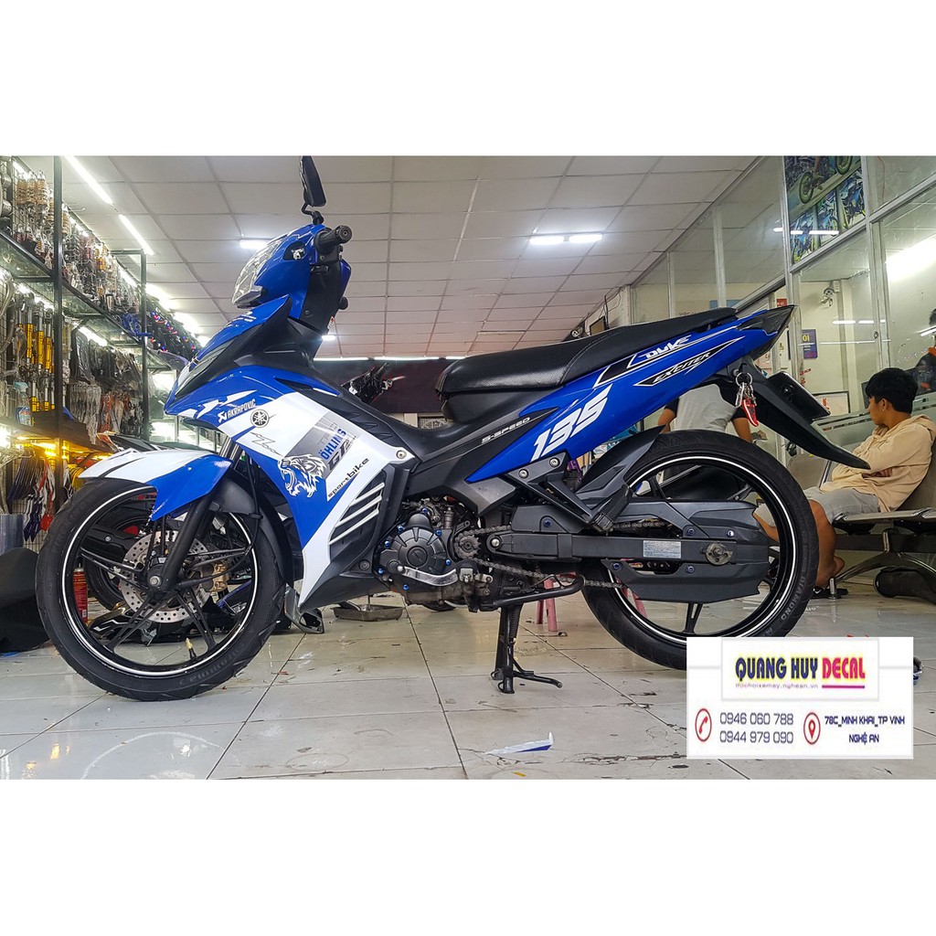 Tem trùm exciter 135 xanh trắng duke đẹp, độ team decal xe ex dán đời ...