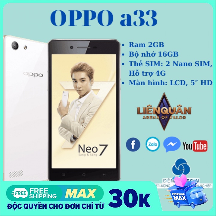 [Siêu rẻ] Điện thoại Oppo A33 2sim ram 2G bộ nhớ 16G chơi game bao mượt ...
