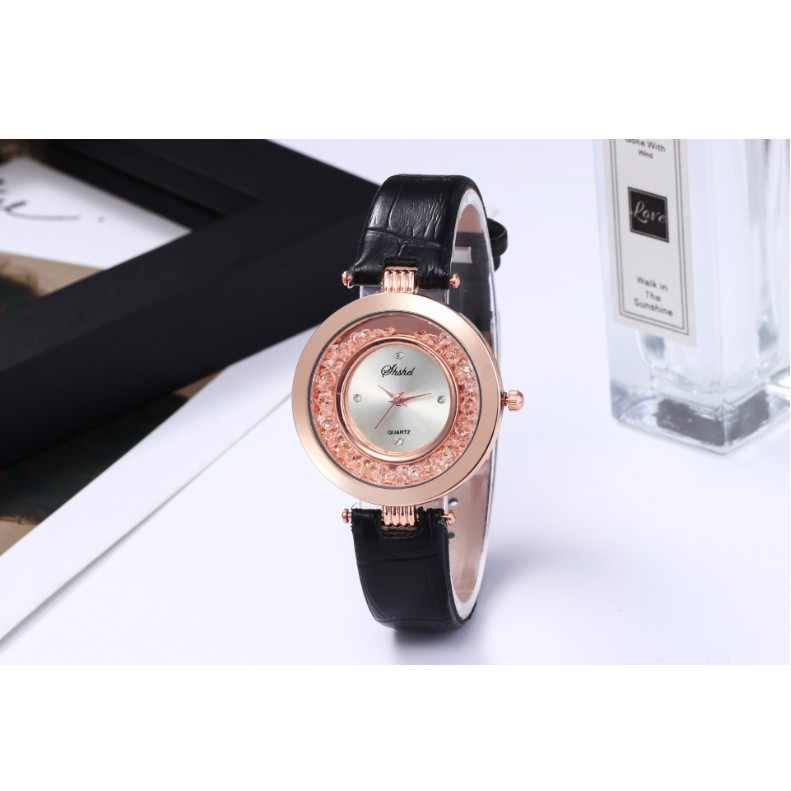 [CỰC ĐẸP] ĐỒNG HỒ NỮ DÂY DA SHDHD MẶT ĐÁ ĐÍNH NGỌC PHONG CÁCH HÀN QUỐC ...