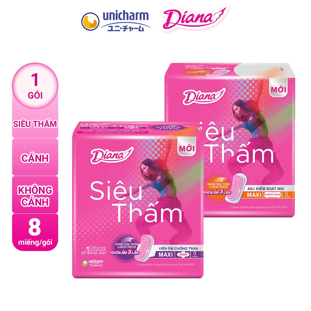 [BVS] Băng vệ sinh Diana Siêu Thấm Maxi Cánh/ Không Cánh | Shopee Việt Nam