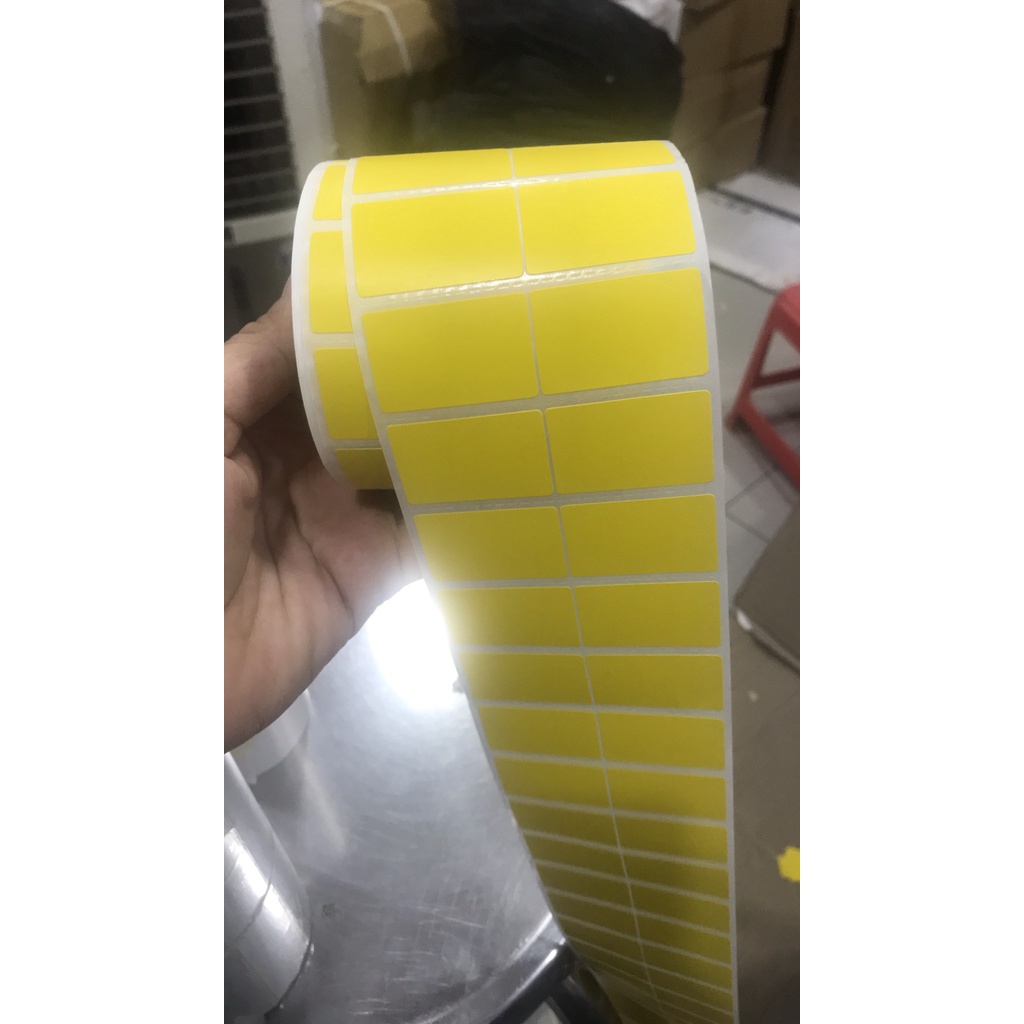 Mua Giấy decal in tem 70x22mm (35x22mm x 2 tem) x 30m MÀU VÀNG giá rẻ ...