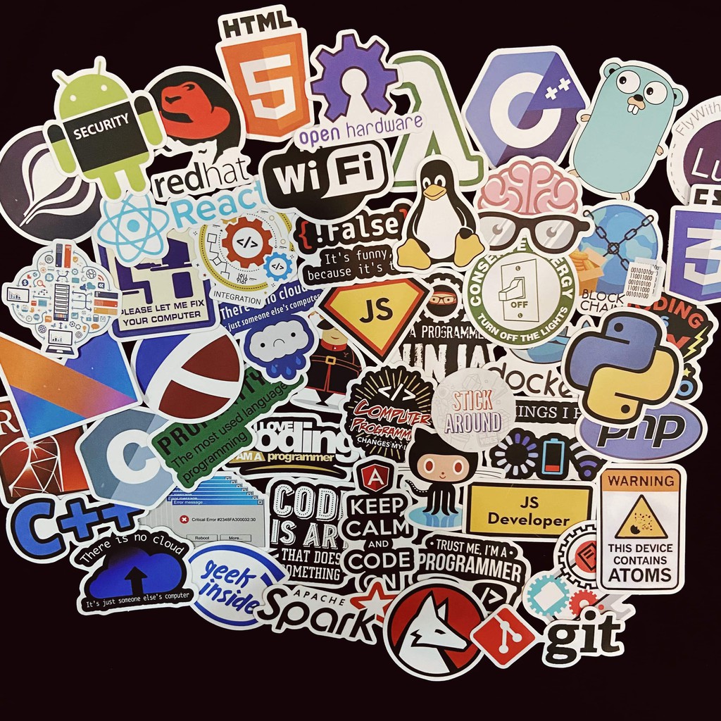 50 sticker IT CODER Ngôn ngữ lập trình coding hình dán decal ...