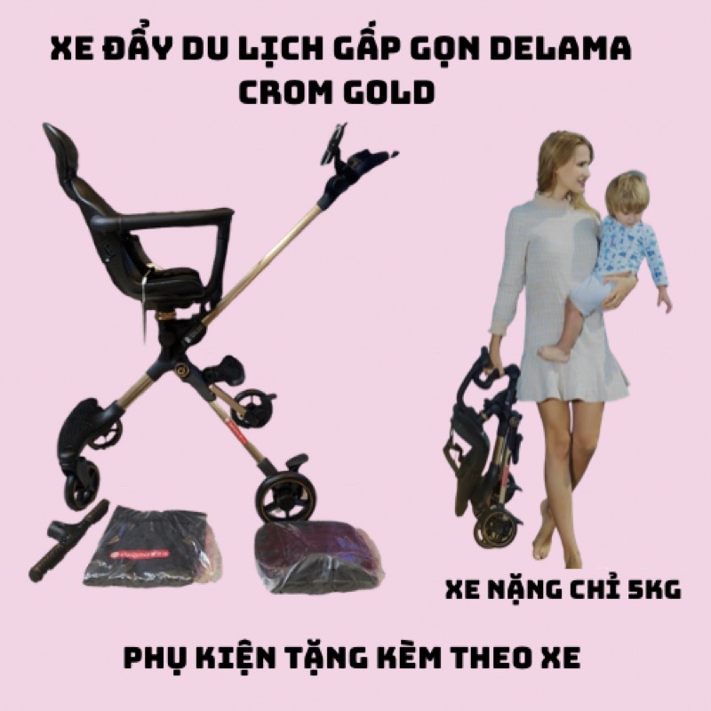 Mua (SHIP HOẢ TỐC)-Xe đẩy du lịch gấp gọn Delama Gold mẫu mới năm 2022 ...