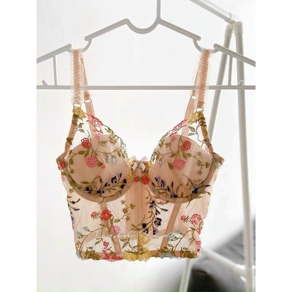 Mua Hàng Cao Cấp Áo Corset Vintage Thêu Hoa Dáng Bra Cổ Điển Đệm Mỏng ...