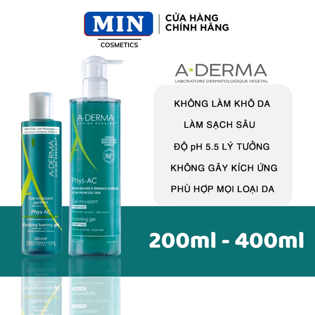 Sữa rửa mặt Aderma Gel dành cho da dầu mụn nhạy cảm 200ml và 400ml ...