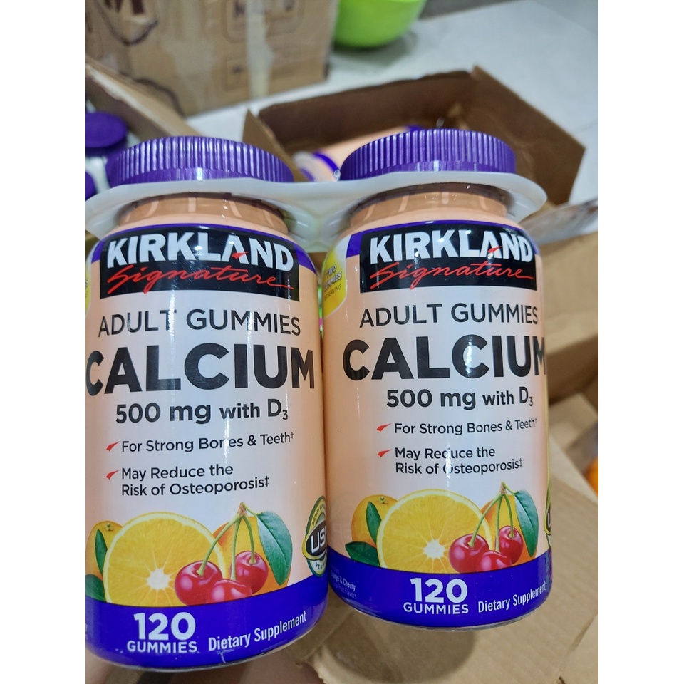 Kẹo dẻo bổ sung canxi Kirkland Adult Gummies Calcium 500mg with D3 120v ...