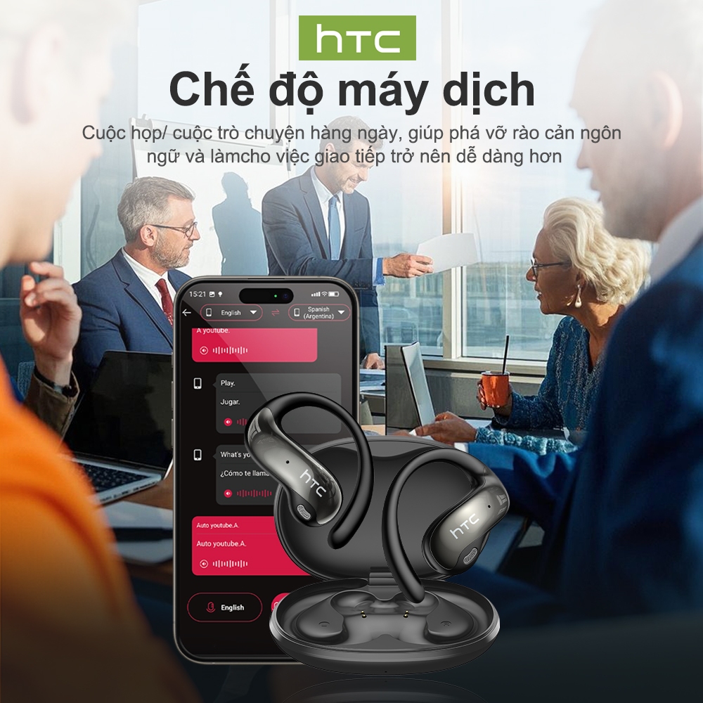 HTC NE19 Tai nghe phiên dịch AI Tai nghe Bluetooth 6.0 Có thể dịch 135 ...